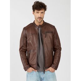 Lederjacke Mustang "31020238", Herren, Gr. L, braun (brandy), Obermaterial: 100% Lammleder; Innenfutter: 60% Baumwolle, 40% Polyester; F&uuml;llung: 100% Polyester; &Auml;rmelfutter: 100% Polyester, Jacken