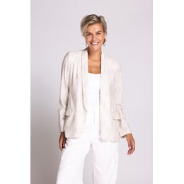 Jackenblazer Zhrill "ZHHELEN", Damen, Gr. S, beige (sand), Web, Obermaterial: 70% Viskose, 30% Leinen, unifarben, regular fit hüftlang, V-Ausschnitt, Blazer, mit Reverskragen, Regular Fit