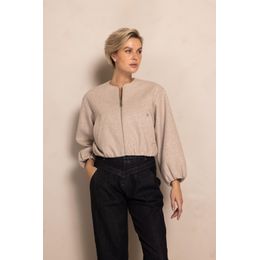 Blouson Zhrill "ZHMANOA", Damen, Gr. L, beige, Web, Obermaterial: 100% Polyester. Futter: 100% Polyester, unifarben, h&uuml;ftlang, Rundhals, elastischer Bund, Jacken Blouson, mit Ballon&auml;rmeln