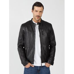 Lederjacke Mustang "31020238", Herren, Gr. S, schwarz, Obermaterial: 100% Lammleder; Innenfutter: 60% Baumwolle, 40% Polyester; F&uuml;llung: 100% Polyester; &Auml;rmelfutter: 100% Polyester, Jacken