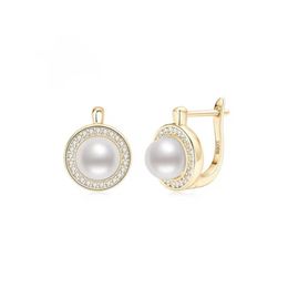 Rougemont Jewellery Earrings 'Extravagante Moissanit Süßwasser Perlen Ohrringe' female Gold size One Size
