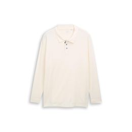 Tom Tailor Herren Plus Size - Langarm Poloshirt mit Waffelstruktur, braun, Uni, Gr. 2XL