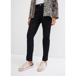 bonprix Twillhose aus elastischem Baumwoll-Mix, schwarz, Gr.36, L&auml;ssige Boyfriendhose im Workwear-Look, 98% Baumwolle