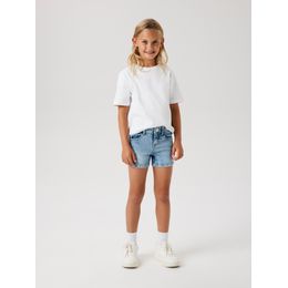 Shorts name it "NKFSALLI SLIM DNM SHORTS 5266-AU NOOS", Baby, Gr. 116, N-Gr, light blau denim (blank), Web, Obermaterial: 99% Baumwolle, 1% Elasthan, Abriebeffekte, slim fit ca. Mitte Oberschenkel, Hosen