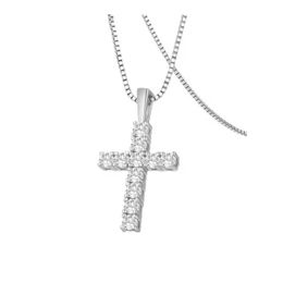 Rougemont Jewellery Necklace 'Funkelnde Moissanite Diamant Kreuz Halskette 45cm' female Silver size Onesize