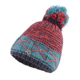 GUGGEN Mountain M&uuml;tze 'M&uuml;tze K013 Winterm&uuml;tze mit Bommel und leichtem Fleecefutter' Damen Gr&ouml;&szlig;e 54/64 blau