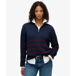 Superdry Damen Strickpullover mit Halbem Rei&szlig;verschluss Navy - Gr&ouml;&szlig;e: 36 2103227500683H9Z030