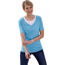 Damen Kurzarmshirt mit Ziersteinchen aqua, Gr&ouml;&szlig;e 38