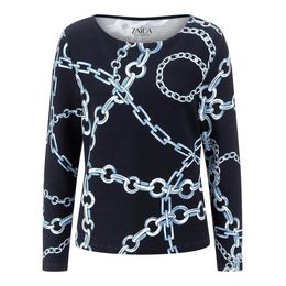 efixelle - Shirt mit U-Boot-Ausschnitt, blau, Gr. 42 / M - Baumwolle