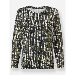 WITT Damen Print-Shirt mit grafischem Muster, oliv-bedruckt, Gr&ouml;&szlig;e 36