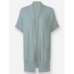 WITT Damen Longstrickjacke , verschlusslos, jade-meliert, Gr&ouml;&szlig;e 52