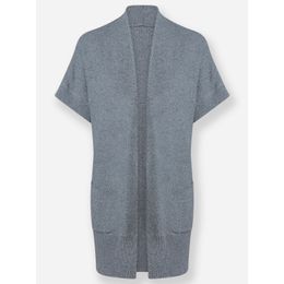 WITT Damen Longstrickjacke , verschlusslos, rauchblau-meliert, Gr&ouml;&szlig;e 40