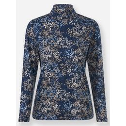 WITT Damen Rollkragenshirt mit Punkte-Dessin, marine-beige-bedruckt, Gr&ouml;&szlig;e 48