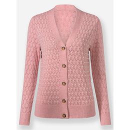 WITT Damen Ajourstrickjacke mit Zierperlen, rosenquarz-meliert, Gr&ouml;&szlig;e 52
