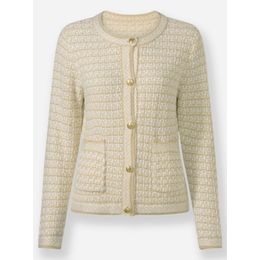 WITT Damen Strickjacke in zweifarbiger Optik, ecru, Gr&ouml;&szlig;e 36