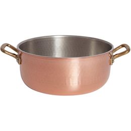 Pinti Inox Fleischtopf PINTINOX "Pinti Rame", braun (kupferfarben), H:10,5cm Ø:24cm, Töpfe, mit 2 Griffen, nicht induktionsgeeignet