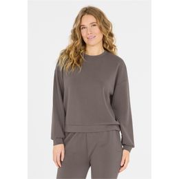 ENDURANCE ATHLECIA Sweatshirt ATHLECIA "Jillnana", Damen, Gr. 34, braun, 51% Polyester, 44% Modal, 5% Elasthan, unifarben, normal, Rundhals, Sweatshirts Sweatshirt, im klassischen Design