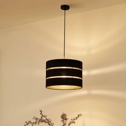 LINDBY Hängeleuchte Tsomo, Ø 40 cm, schwarz, Stoff, E27