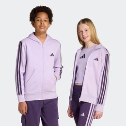Kapuzensweatshirt adidas Sportswear "J 3S FL FZ HD", Mädchen, Gr. 176, powder plum, aurora plum, Obermaterial: 55% Baumwolle, 36% Polyester, 9% Viskose, Sweatshirts