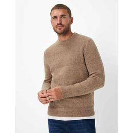 Rundhalspullover Brax "Style RICK", Herren, Gr. L52, beige, Strick, 80% Wolle, 20% Polyamid, Rundhals, Pullover