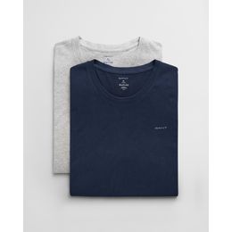 Gant Herren Kurzarmshirt "C-NECK T-SHIRT 2-PACK", Gr. Llight grau mel, navy, Web, Obermaterial: 100% Baumwolle, Shirts, Mit Rundhalsausschnitt