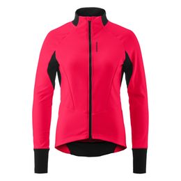 Fahrradjacke Gonso "ROAD JACKET SOFTSHELL 2 W", Damen, Gr. 42, neonpink, 80% Polyester, 15% Polyamid, 5% Elasthan, Rundhals, Jacken, Damen Softshell-Jacke, atmungsaktive Radjacke, Tight Fit