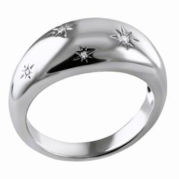 Firetti Damen Fingerring "Schmuck Geschenk Silber 925 Damenring Ring Sterne", 56, Silber 925 (Sterlingsilber), 3,4mmsilberfarben, kristallwei&szlig;,