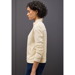 Sweatjacke Street One, Damen, Gr. 46, soft beige, Cord, Obermaterial: 67% Baumwolle, 28% Polyester, 5% Elasthan, unifarben, normal hüftbedeckend, Rundhals, Sweatjacken, Cord, mit elastischem Saum und Reißverschluss