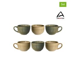 Ard'time 6er-Set: Tassen "Terralha" in Beige/ Grün - 250 ml - 33% | Gedeckter-tisch