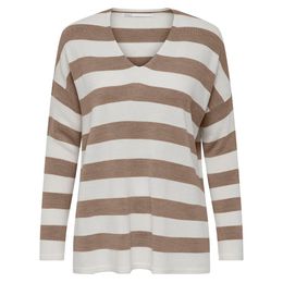 Only Pullover in Creme/ Hellbraun - 64% | Größe M | Damen-pullover-cardigans