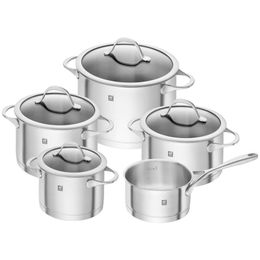 Zwilling Kochtopfset Essence, Metall, 5-teilig, 16 cm,20 cm,16 cm, 2 L,3.5 L,6 L,3 L, Messskala, backofengeeignet, hitzebest&auml;ndige Griffe, Griffe werden nicht hei&szlig;, Sandwichboden, Kochen, T&ouml;pfe, Topfsets