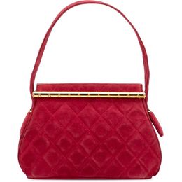 Chanel Crossbody Bags - Quilted Suede Metal Frame Handbag - Gr. unisize - in Rot - f&uuml;r Damen