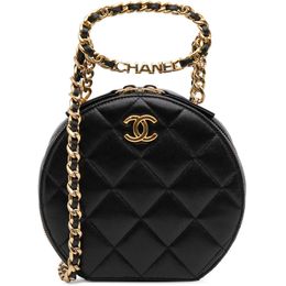 Chanel Hobo Bags - Quilted Lambskin Oval Logo Chain Top Handle Round - Gr. unisize - in Schwarz - f&uuml;r Damen