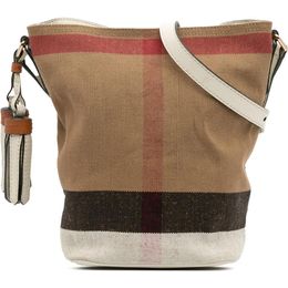 Burberry Hobo Bags - Mini Mega Check Canvas Ashby Tassel Bucket Bag - Gr. unisize - in Braun - f&uuml;r Damen