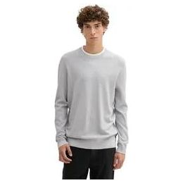Strickpullover Tom Tailor DENIM, Herren, Gr. XXL, grau (light stone grau melange), Strick, Obermaterial: 100% Baumwolle, meliert, unifarben, Modisch, bequem hüftbedeckend, Rundhals, Bündchen, Pullover, in 2-in-1-Look