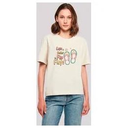 T-Shirt F4NT4STIC "Life Is Better In Flip Flops", Damen, Gr. 4XL, weiß (sandweiß), Obermaterial: 100% Baumwolle, casual, oversize, Rundhals, Kurzarm ohne Bündchen, Shirts, Premium Qualität