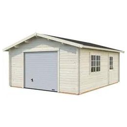 Garage Palmako "Roger", beige (naturbelassen), Massivholz, Garagen, BxTxH: 514x598x287 cm, mit Sektionaltor, naturbelassen