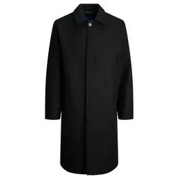 Jack & Jones Langmantel JACK & JONES "JORNORREBRO WOOL BLEND MAC COAT", Herren, Gr. XL, schwarz, Web, Obermaterial: 65% Polyester, 30% Wolle, 5% sonstige Fasern, unifarben, modisch, regular fit, Langarm, Mäntel