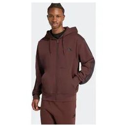 Sweatshirt Adidas SPORTSWEAR "M 3S FL FZ HD", Herren, Gr. XXL, schwarz (shadow braun, schwarz), Obermaterial: 55% Baumwolle, 36% Polyester, 9% Viskose, normal, ohne Ausschnitt, Sweatshirts