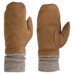 Lederhandschuhe Pearlwood "CROWE", Damen, Gr. 9, tobacco, Materialmix, unifarben, Handschuhe, Fausthandschuh, Strickbündchen, warm gefüttert