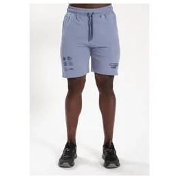 Shorts GORILLA WEAR, Herren, Gr. M, US-Größen, grau (grau, blau), 95% Baumwolle, 5% Elasthan, bedruckt, kurz, Hosen, mit verstellbarem Kordelzug im Bund