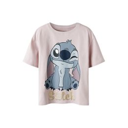 name it T-Shirt 'NKFAKUN STITCH' Mädchen Größe 110 marine / rauchblau / gold / flieder