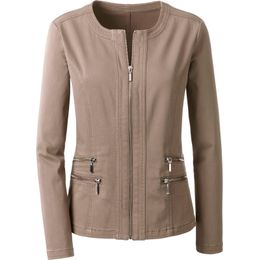 CR&Eacute;ATION L Damen Jeansblazer mit Zier-Rei&szlig;verschl&uuml;ssen taupe Gr&ouml;&szlig;e 38