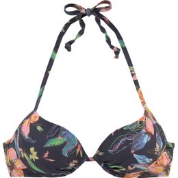 Lascana Damen Push-Up-Bikini-Top anthrazit-bedruckt Größe 34B
