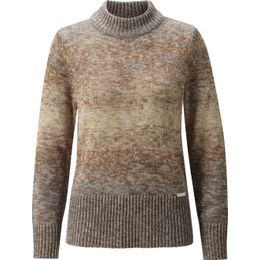 CR&Eacute;ATION L Damen Langarm-Pullover mit Stehkragen braun-sesam-meliert Gr&ouml;&szlig;e 40