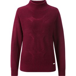 CR&Eacute;ATION L Damen Langarm-Pullover mit Zopfstrick-Muster bordeaux Gr&ouml;&szlig;e 36