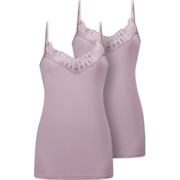 w&auml;schepur Damen Tr&auml;gerhemd mit Spitzenbesatz mauve Gr&ouml;&szlig;e 52