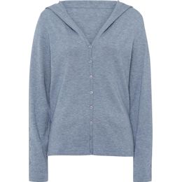 Heine Damen Kapuzenstrickjacke in Feinstrick-Qualit&auml;t bleu-meliert Gr&ouml;&szlig;e 34