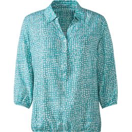 CRÉATION L Damen Schlupf-Bluse mit schimmernden Knöpfen ozean-weiß-bedruckt Größe 50