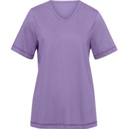 Damen Kurzarmshirt mit Seitenschlitzen lavendel, Gr&ouml;&szlig;e 40